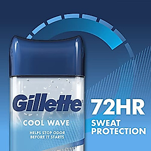 Gillette Clear Gel Men’s Antiperspirant and Deodorant, 72-Hour Sweat Protection, Cool Wave, #1 Clear Gel Brand for Men, 3.8 oz (Pack of 4)