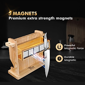 SYOKAMI Kitchen Knife Set, 14 Pieces Japanese Style Knife Block Set with Magnetic Holder, High Carbon Stainless Steel Ultra Sharp Knives for kitchen with Ergonomic Handle and Sharpener, Black Dot