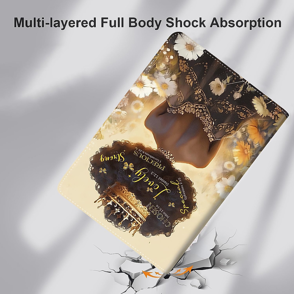 Case for iPad 9th/8th/7th Gen 2021/2020/2019 iPad 10.2 Inch Also Fit iPad Air 3th Gen 2019/iPad Pro 10.5 inch 2017，Standing Cover with Auto Sleep/Wake，African American Girl Crown