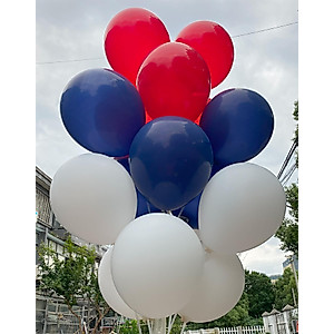 JODIDI 100 Pcs 12-Inch Navy Blue, Red, and White Party Balloons - Perfect for Independence Day，Halloween, Graduation, Birthday, Baby Shower, and Party Decorations