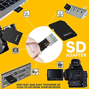Micro SD Card 1 Tb | USB Adapter | SD Card Adapter | Pack of 3 | 10MB/s Transfer Rate | Plug and Play | All OS Compatible | Reliable and Stable Products | Large Storage Capacity (Blue)