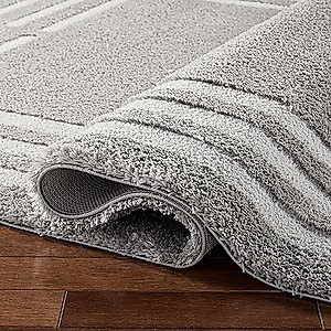 TOWN & COUNTRY EVERYDAY Cloud Shag Plush Border Area Rug with High-Low Pile, Grey, 7'10"x10'2"