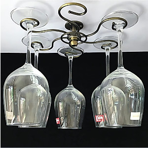 NAGATA Wine Glass Rack Under Cabinet, 360° Rotating Wine Glass Holder, Wine Glass Drying Rack Kitchen Cabinet Storage and Wine Cabinet Decoration.