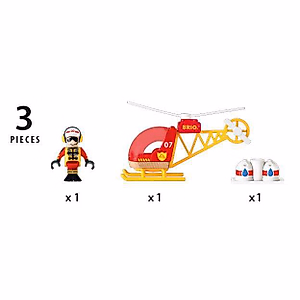 BRIO World - 33797 Firefighter Helicopter | 3 Piece Helicopter Toy for Kids Ages 3 and Up