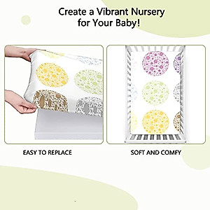 Polka Dots Themed Fitted Crib Sheet,Standard Crib Mattress Fitted Sheet Soft & Stretchy Fitted Crib Sheet-Great for Boy or Girl Room or Nursery,28“ x52“,Multicolor