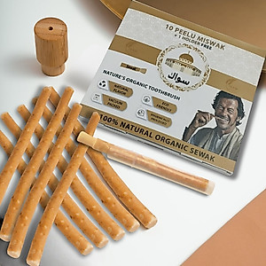 SEWAK Meswak Siwak Miswak Sticks Stick Al Muslim Natural Herbal Vacuum Sealed Arak Peelu Natural Brush Toothbrush (10 Tooth Stick)