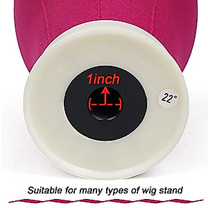 22 Inch Canvas Block Head Mannequin Wig Head With Stand Pink Styling Mannequin Block Head Set Display Mannequin Head with Mount Holes(Rosy Head)