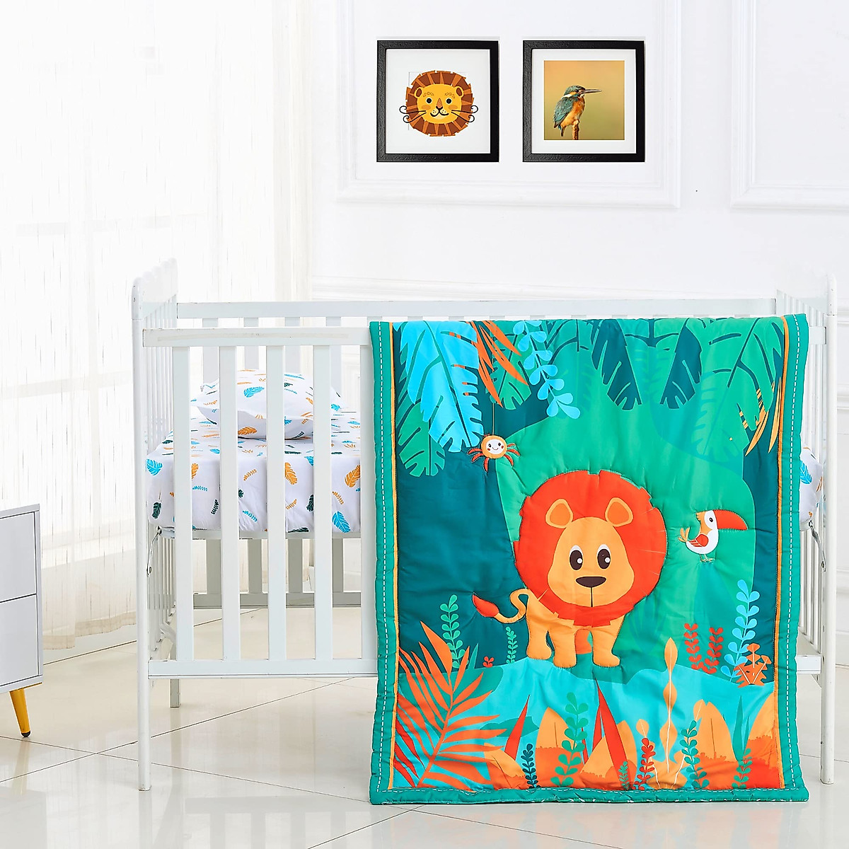 Baby Bees 3 Pieces Safari Park Crib Bedding Sets for Boys & Girls | Baby Bedding Set of Crib Sheet, Quilt for Standard Size Crib