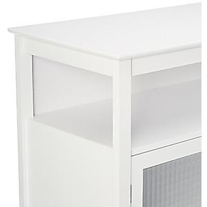 Kings Brand Furniture White Finish Wood Kitchen Storage Buffet Cabinet With Glass Doors