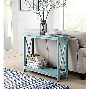 Convenience Concepts Oxford Console Table with Shelf, Sea Foam Blue