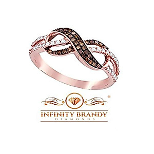 Infinity Brandy Diamonds 14k Rose Gold Chocolate Brown Diamond Beautiful Lovely Ring 1/3 Ctw.