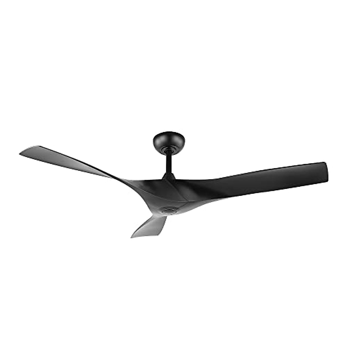 WINGBO 52" DC Ceiling Fan without Lights, Matte Black Ceiling Fan with Remote, 3 Curved ABS Blades, Noiseless Reversible DC Motor, Modern Ceiling Fan for Kitchen Bedroom Living Room, ETL Listed