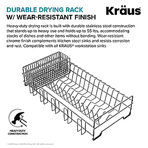 Kraus KDR-3 Kore Kitchen Sink Dish Drying Rack Drainer and Utensil Holder, 17 inch, Silver