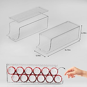 TCHCWYS 4 Pack Stackable Soda Can Organizer with Lids, Refrigerator Organizer Bins, Can Holder Dispenser for Refrigerator, Pantry, and Cabinets, BPA-Free, Holds 12 Cans Each (4)