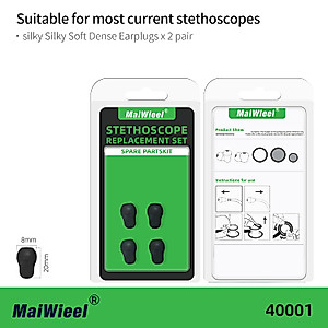 Stethoscope Spare Parts Kit, Snap Tight Soft-Sealing Ear-Tips 40001,Replacement for Littmann Classic Stethoscopes,Compatible with Littman Cardiology,Ear Pieces,Black