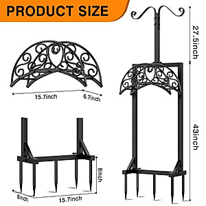 Jvgoo Garden Hose Holder for Outside - Upgraded Water Hose Holders with 5 Spikes & 2 Shepherds Hooks, Freestanding Garden Hose Stand Heavy Duty Hose Hanger Hose Storage Hose Reel Rack for Yard Lawn