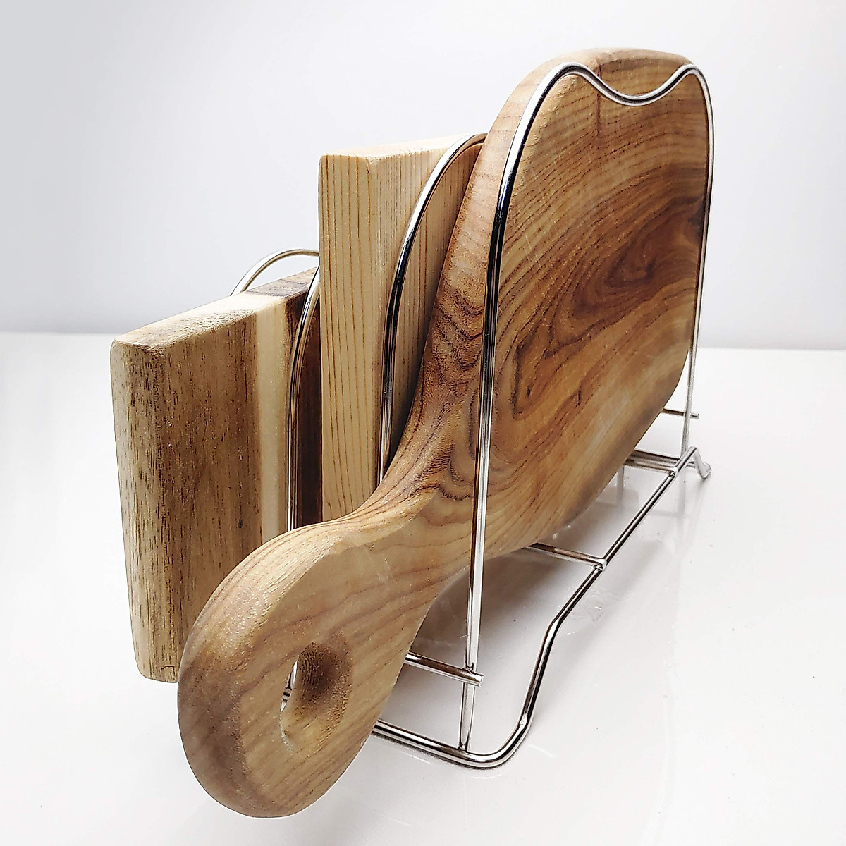 LENITH Stainless Steel Wire Cutting Board Holder, Cutting Board Rack Organizer Kitchen (Large)