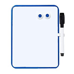 Magnetic Dry Erase White Board 6" x 8" with Magnetic Marker and Two Magnets, Whiteboard for School Home Office Locker Fridge Kitchen Educational (Blue)