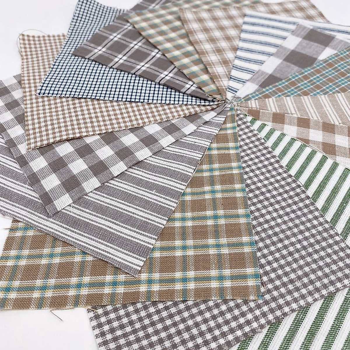 40+ Lightwash Neutral Charm Pack, 5 inch Precut Cotton Gray Taupe Plaid Homespun Fabric Squares by JCS