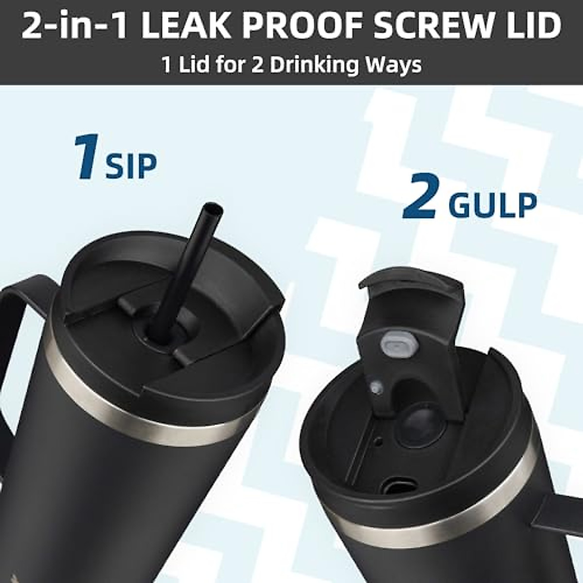 BJPKPK Insulated Tumbler with Handle, 18oz Insulated Tumblers with Lid and Straw, Stainless Steel Metal Water Bottles, Coffee Travel Mugs, Cups, Black