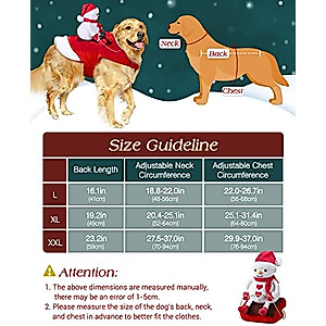 Lewondr Dog Christmas Costume,Winter Snowman Shaped Doll Riding on Dog Apparel Party Dressing Up Clothing for Pet Christmas Riding Outfit for Dogs Antler Hoodie Clothes Xmas Costumes,XX-Large Size,Red