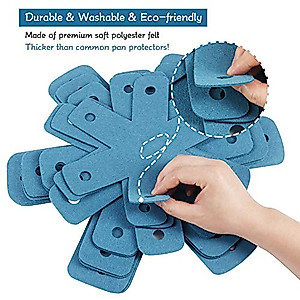 Pot Pan Protectors, Set of 12 and 4 Different Sizes, Larger & Thicker Cyan Pan Protector Pads, Pan Pot Separator Pads for Stacking and Protecting Your Cookware