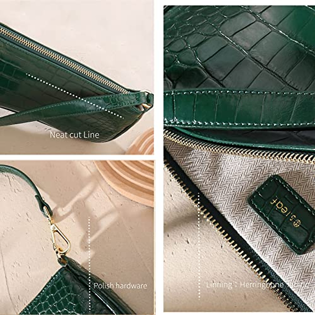 S.Leaf Retro Shoulder Bag Soft Crocodile Vegan Leather PU Handbags for Women Clutch Purse Designer Handbags for Women