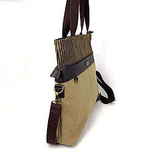 CHALA Denim Canvas Convertible Stripe Work Tote (Olive_ Metal Dragonfly)