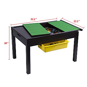 UTEX Large 2 in 1 Kid Activity Table with Storage for Older Kids, Play Table for Kids,Boys,Girls, Espresso