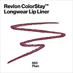REVLON Lip Liner, Colorstay Lip Makeup with Built-in-Sharpener, Longwear Rich Lip Colors, Smooth Application, 665 Plum, 0.01 oz