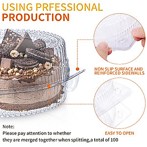 XXUOD 100 Pcs 6 inch Disposable Clear Plastic Dessert Containers with Hinged Locking Lids, Clamshell Takeout Food Containers for Cakes, Pasta, Pizzas, Salads, Cookies, Tiramisu, Sandwiches