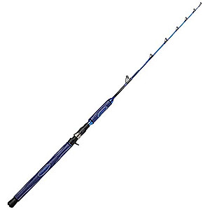 Fiblink 1-Piece Jigging Spinning & Casting Rod Deep Sea Speed Fishing Rod Saltwater Jig Pole with SuperPolymer Handle (30-50lb/50-80lb, 5-Feet 6-Inch) (Blue-Casting 30-50lb)