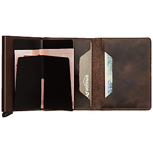 Secrid - Slim Wallet Genuine Vintage Leather RFID Safe Card Case for max 12 Cards (Chocolate) (Chocolate)