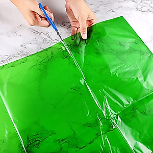 39 x 138 Inch Cellophane Wrap Paper, 2.3 Mil Thick Cellophane Paper with 6 Rolls Colorful Wrap Ribbon for Christmas Holiday DIY Present Wrapping or Basket Filling (Green)