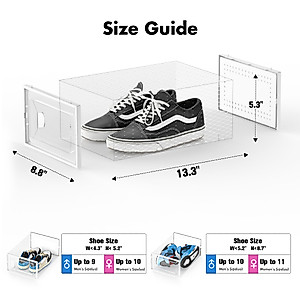 Foluck Shoe Storage Box, 12 Pack Clear Plastic Stackable Shoe Organizer for Closet, Interlocking Design Shoe Container Bins for Sneakers, Foldable Shoe Rack with Lids, White