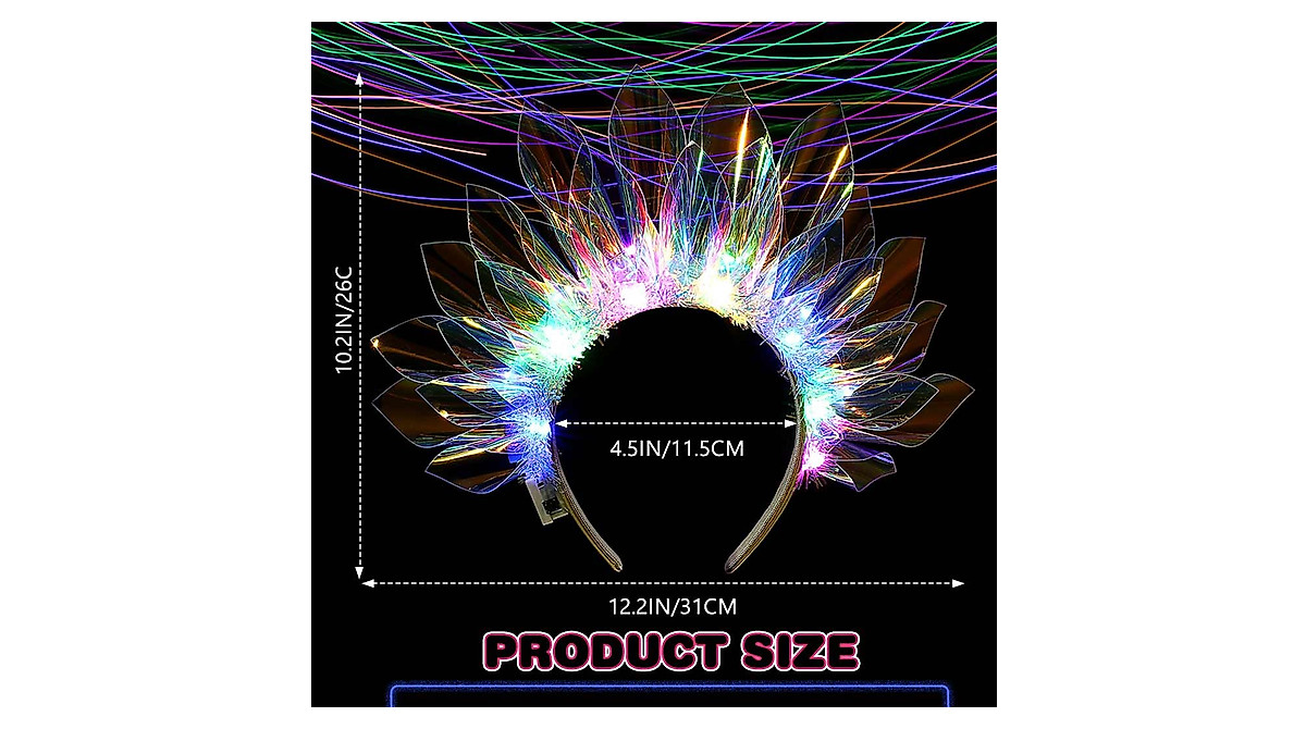 JEAIRTS Light Up LED Headband for Women | Glow Rave & Party Accessory