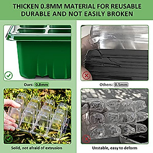 YAUNGEL Seed Starter Tray, 10 Pack 120 Cells Thicken Seed Starting Trays Kit with Humidity Dome/Clear Lids Growing Trays for Greenhouse & Gardens, Green