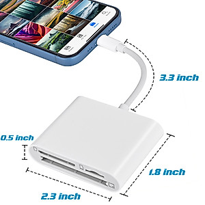 SD CF Card Reader Compatible with iPhone/iPad SD CF TF Memory Card Reader Adapter Digital Trail Game Camera Accessories No Need App