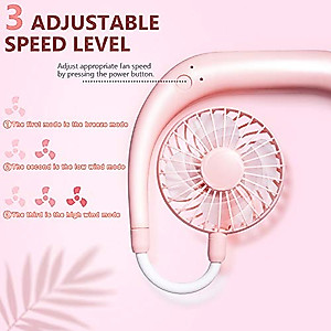 Rechargeable Portable Neck Fan, 3 Speeds Hands Free Fan with 7 Colours LED lighting, 360° Cooling and Quiet Personal Fan, Adjustable USB Powered Neck Fans for Built-IN Aromatherapy Tablets for Women