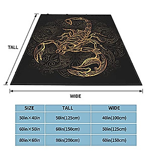 Scorpion Tattoo Fleece Blanket Fuzzy Soft Plush Blanket for All Season Spring Summer Autumn Throws for Couch Bed Sofa 50"x40"