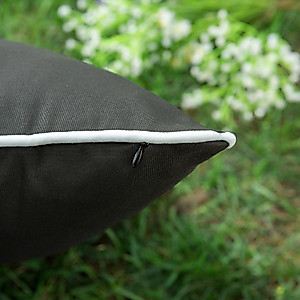 LIGICKY Pack of 2 Outdoor Waterproof Throw Pillow Covers Decorative Black and White Square Pillows Cushion Case Outside Pillowcase for Patio Couch Tent Sunbrella (18x18 inch)