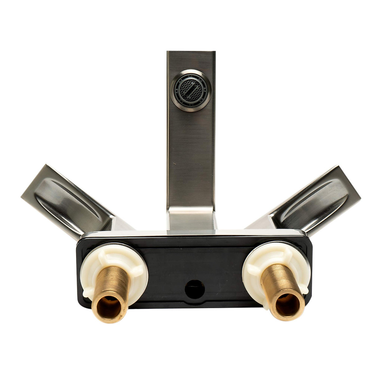 ALFI brand AB1020-BN Brushed Nickel Two-Handle 4'' Centerset Bathroom Faucet, 4.1" L x 9.9" W x 4.7" H