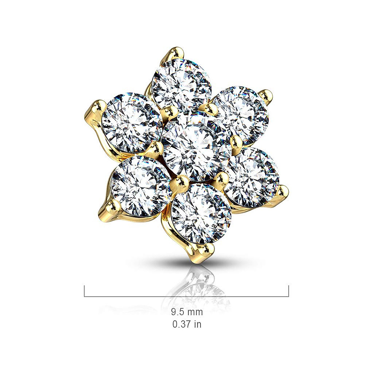 7 CZ Flower Internally Threaded Dermal Tops (Aurora Borealis)