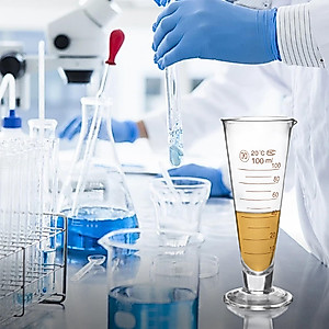 Professional Lab Graduated Measuring Cup with Spout 100ml Wide Mouth Glass Conical Beaker Thickened Borosilicate Beaker Heat Resistant (100ml) Transparent