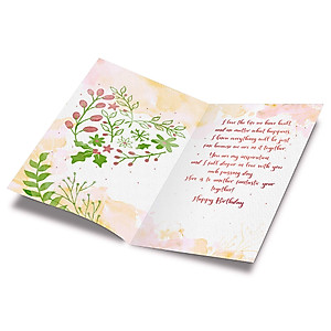 Prime Greetings Romantic Wife Birthday Card, Made in America, Eco-Friendly, Thick Card Stock with Premium Envelope 5in x 7.75in, Packaged in Protective Mailer
