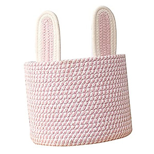 Alasum Rabbit Ear Storage Basket Woven Hamper Basket for Clothes Basket for Toys Sundries Basket Blanket Jute Rope Basket Clothes Table Storage Box Storage Organizer for Toy Home Basket