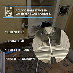 Morinoli 40 Feet Dryer Vent Cleaner Kit, Chrome Button Locking Dryer Vent Cleaning System, Flexible Dryer Lint Brush Vent Cleaner, Dryer Vent Cleaning Kit for Drill Attachment, Vacuum & Dryer Adapter