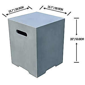 Elementi Light Grey Propane Tank Cover Fire Pit Accessories Square 20 Inches Concrete Outdoor Side Table Fits Standard 20 Pound Propane Tank Hideaway Table