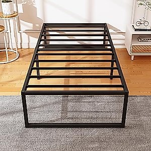 XINXINYAN 18 Inch Twin XL Bed Frame, No Box Spring Needed, Heavy Duty Metal Platform XL Twin Bed Frame, Strong Steel Slats Support, Noise Free, Easy Assembly, Black