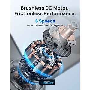 Dreo Smart Ceiling Fan with Lights, 52 Inch, 12 Speeds & 3 Fan Modes, Stepless Color Tones, Dimmable LED Light, 12H Timer, Quiet DC Motor, Remote/APP/Alexa Control, White Ceiling Fans Indoor